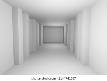 3d Render Abstract Corridor Minimal Interior Stock Illustration ...