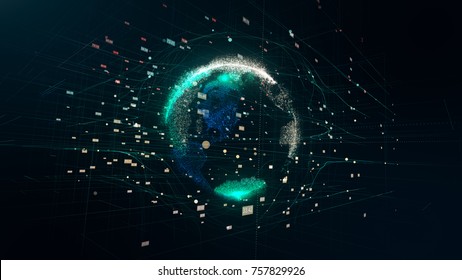 3d Render Abstract Earth Lines Particle Stock Illustration 757829926 ...