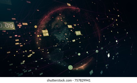 3d Render Abstract Earth Lines Particle Stock Illustration 757829941 ...