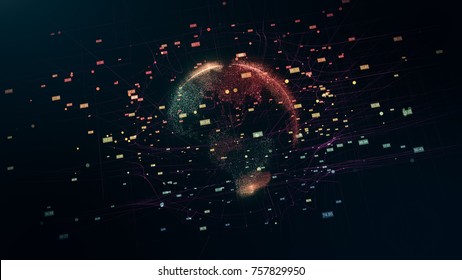 3d Render Abstract Earth Lines Particle Stock Illustration 757829950 ...
