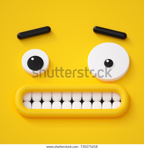3d Render Abstract Emotional Face Icon Stock Illustration 730275658