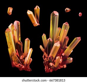 3d Render Abstract Geometric Fire Red Stock Illustration 667381813