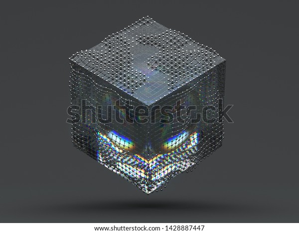 3d Render Abstract Glass Cube Metal Stock Illustration 1428887447 ...