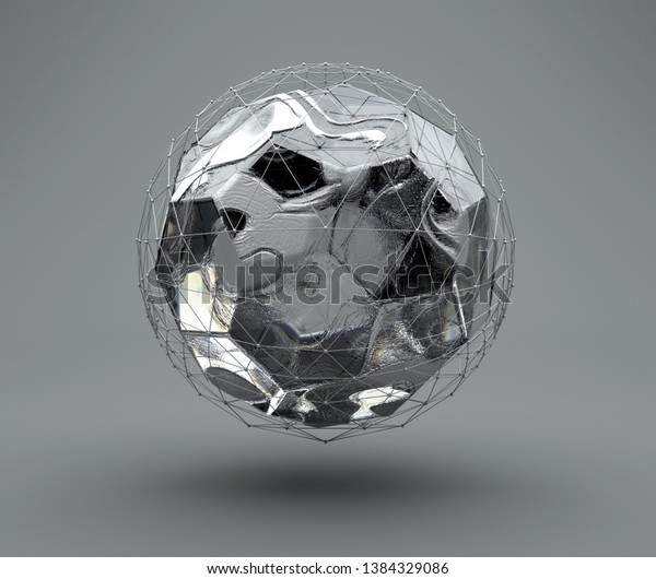 3d Render Abstract Octagon Ball Silver Stock Illustration 1384329086 ...