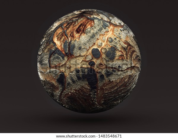 3d render of abstract old planet earth with rough grunge texture in ...