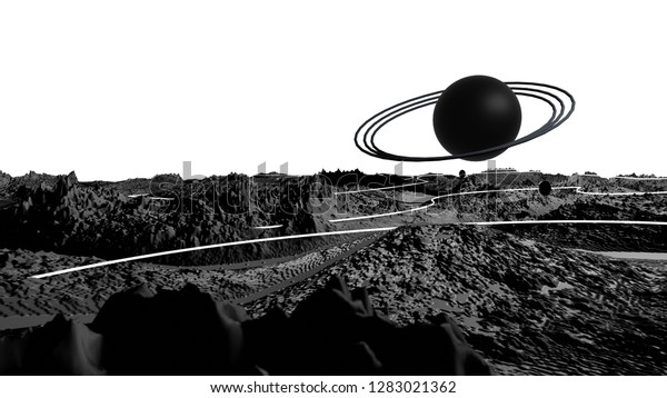 3d render of abstract planet surface. Very detailed sci fi or science ...
