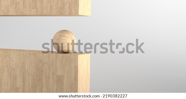 3d Render Abstract Spheres Blocks Wooden Stock Illustration 2190382227 ...
