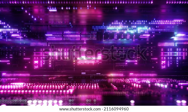 3d Render Abstract Urban Background Glowing Stock Illustration ...