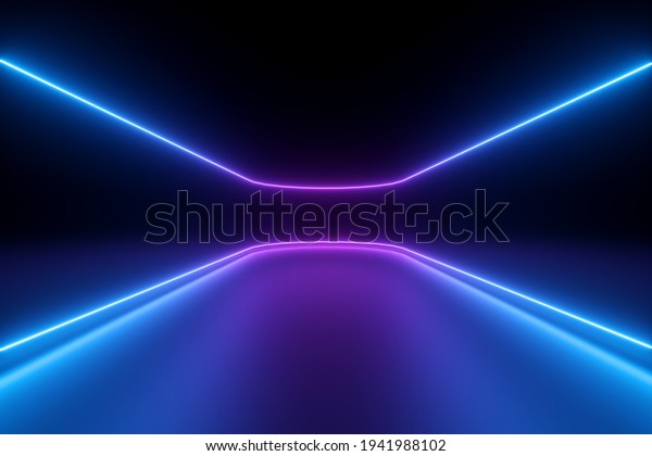 Ilustrasi Stok 3d Render Abstract Violet Blue Neon 1941988102 ...