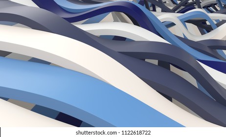 3d Render Abstract Wave Ribbons Background Stock Illustration ...