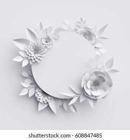 3d Render Abstract White Paper Flowers Stock Illustration 608847485 ...
