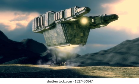 3d Render Alien Spaceship Concept Stock Illustration 1327486847 ...