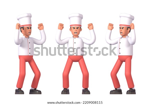 3d Render Angry Cook White Uniform Stock Illustration 2209008115 ...