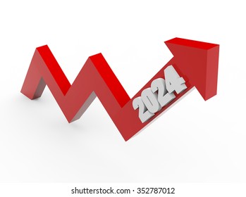 3d Render Arrow Year 2024 Growth Stock Illustration 352787012 ...