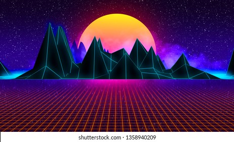 3d Render Art Synthwave Retrowave Synth Stock Illustration 1358940209 ...