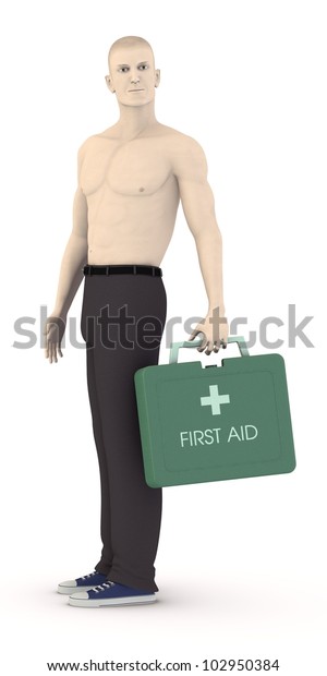 3d Render Artificial Character First Aid Stock Illustration 102950384 ...
