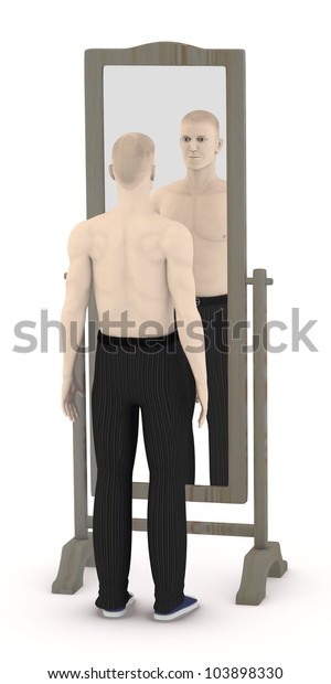 3d Render Artificial Character Mirror Stock Illustration 103898330 ...