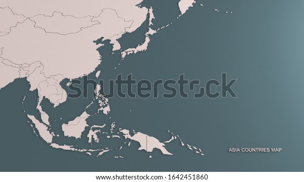 3d Render Asia Countries Map Detailed Stock Illustration 1642451860 ...