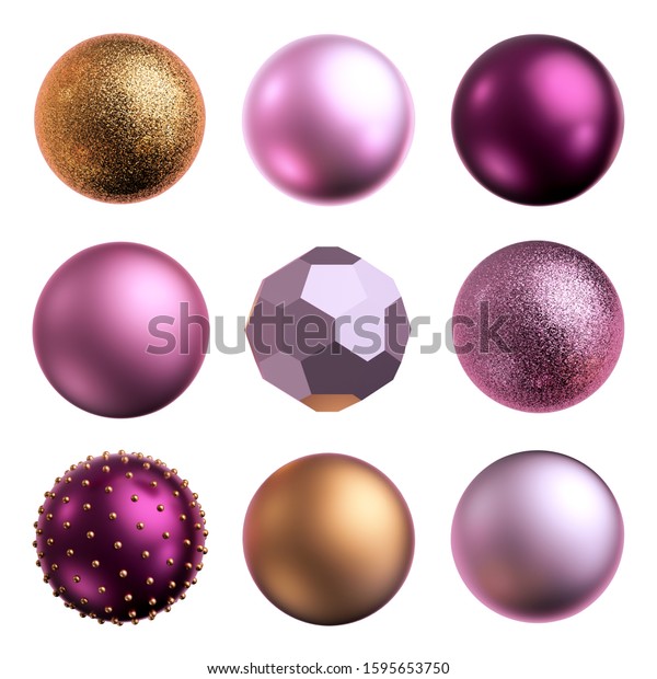 3d Render Assorted Metallic Pink Golden Stock Illustration 1595653750 ...