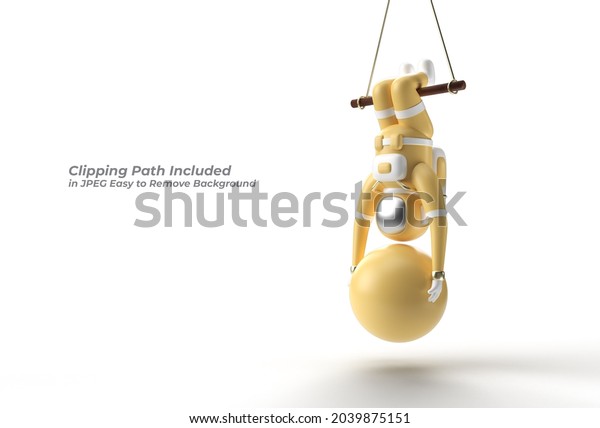 3d Render Astronaut Hanging On Rope Stock Illustration 2039875151 ...