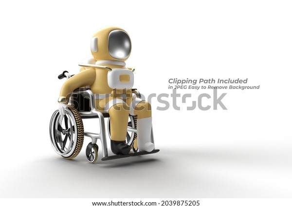 3d Render Astronaut Sitting On Wheelchair Stock Illustration 2039875205 ...