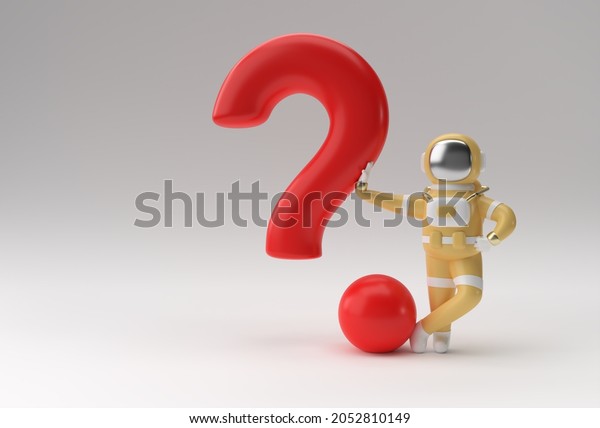 3d Render Astronaut Standing Question Mark Stock Illustration ...