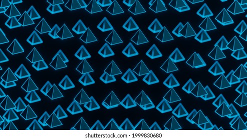3d Render Background Glowing Blue Pyramids Stock Illustration ...
