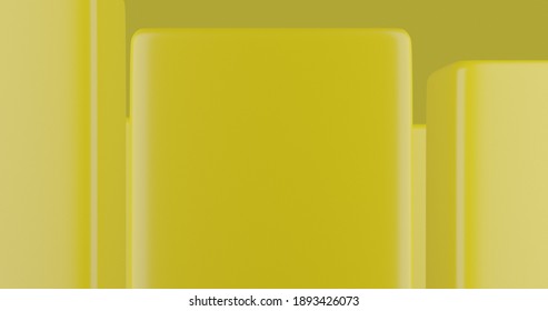 3d Render Background Yellow Rounded Rectangles Stock Illustration ...