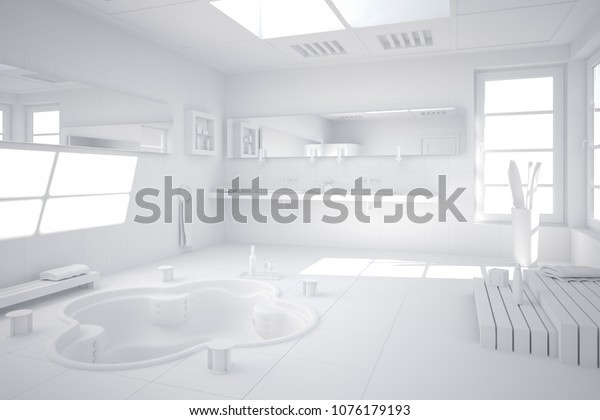 3d Render Beautiful Bathroom Jacuzzi Stock Illustration 1076179193 ...