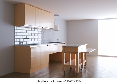 3d Render Beige Kitchen White Interior Stock Illustration 635902316 ...