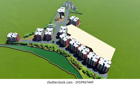 3d Render Bird Eye View Apartments Stock Illustration 1919967449 ...
