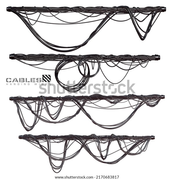 3d Render Black Cables Hanging Wires Stock Illustration 2170683817 ...