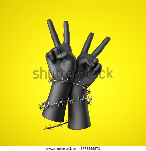 3d Render Black Human Hands Wrapped Stock Illustration 1775555573 ...