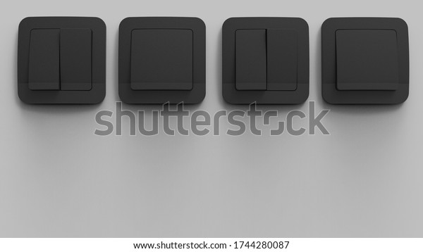 3d Render Black Plastic Switches Panel Stock Illustration 1744280087 ...
