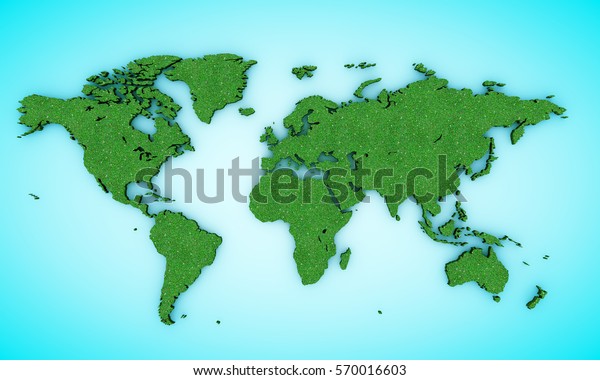 3d Render Blue Green World Map: ilustración de stock 570016603 ...