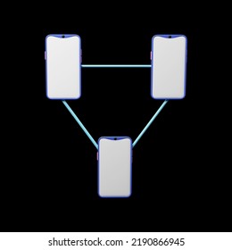 3d Render Blue Mobile Network Connection Stock Illustration 2190866945 ...