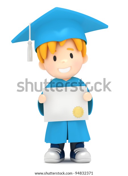 3d Render Boy Showing Certificate Stock Illustration 94832371 ...