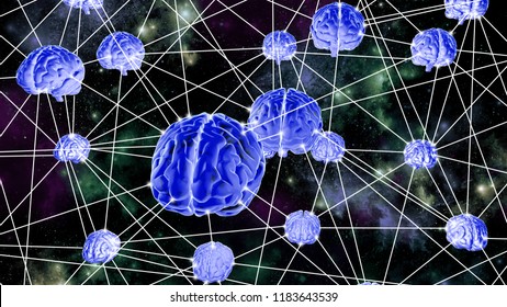 3d Render Brains Connected Each Other Stock Illustration 1183643539 ...