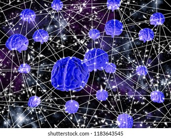 3d Render Brains Connected Each Other Stock Illustration 1183643545 ...