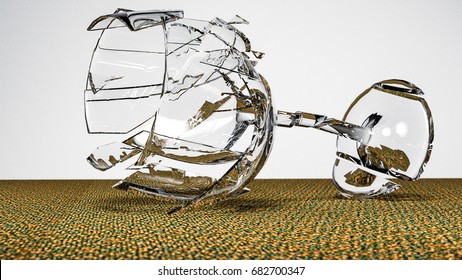 3d Render Breaking Glass Falling Floor Stock Illustration 682700347 ...