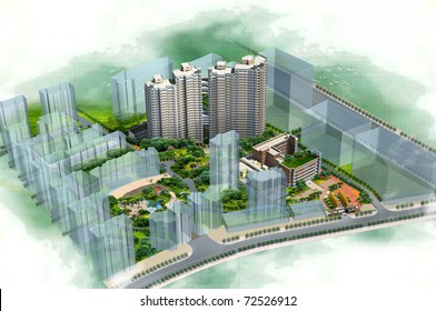 3d Render Building Landscape Stock Illustration 72526912