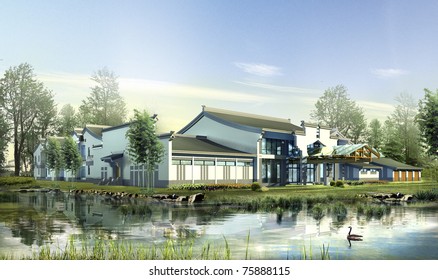 3d Render Building Landscape Stock Illustration 75888115 | Shutterstock