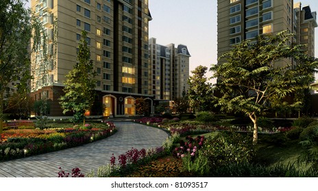 3d Render Building Landscape Stock Illustration 81093517 | Shutterstock