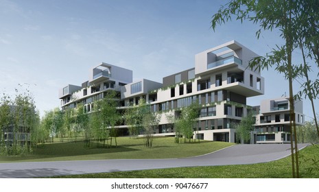 3d Render Building Landscape Stock Illustration 90476677 | Shutterstock