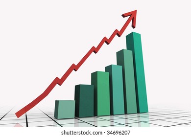 Increasing Neon Graph Sign Arrow On: ilustrações stock 2056193843 ...