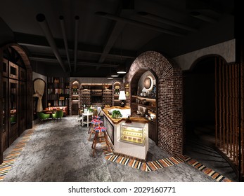 3d Render Restaurant Cafe Bar Stock Illustration 2047511213