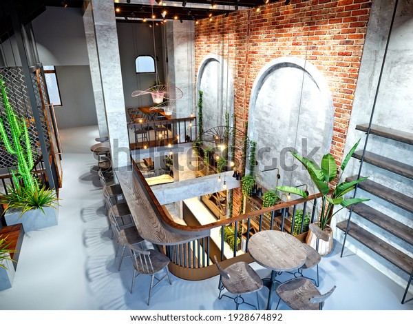 3d Render Cafe Restaurant Bar Stock Illustration 1928674892 | Shutterstock