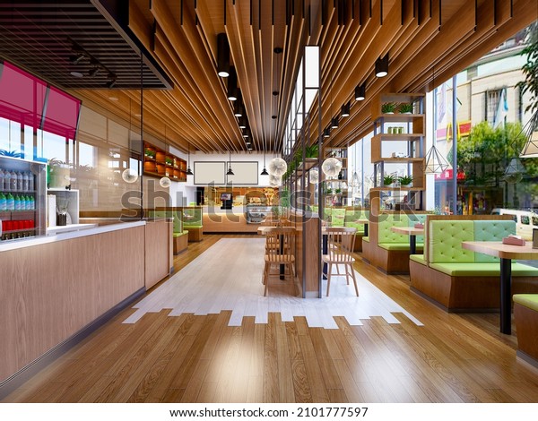 3d Render Cafe Restaurant Interior Stock Illustration 2101777597 ...