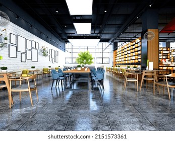 3d Render Cafeteria Restaurant Interior Stock Illustration 2151573361 ...