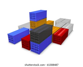Cargo Container Stackisolated On White Background: เวกเตอร์สต็อก (ปลอด ...